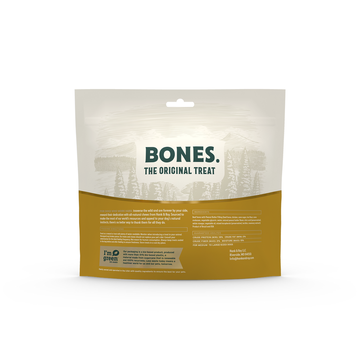 Peanut Butter Stuffed Bones for Dogs - 3-4 Inch - 3 Count | Hank And ...